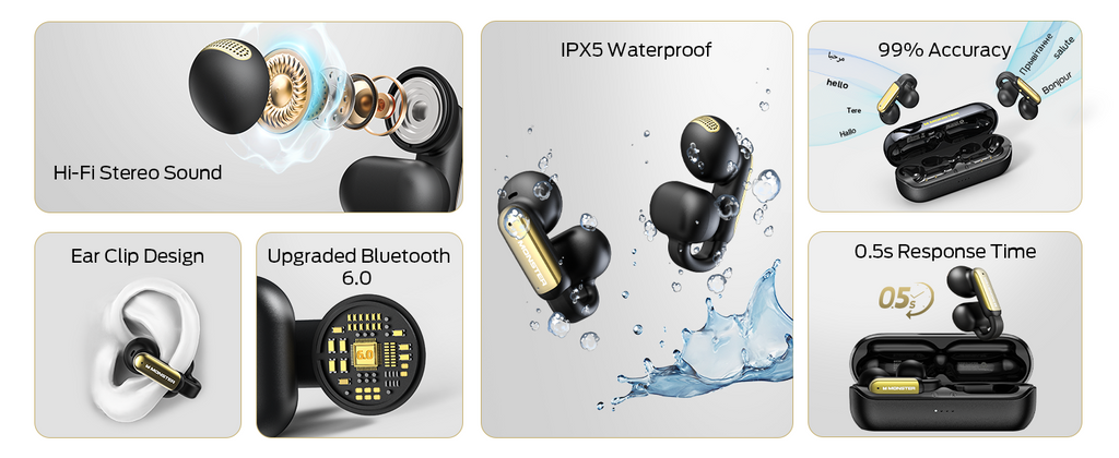 Monster Open AC601 3-in-1 AI Translation Wireless Earbuds - E62 – mct-audio